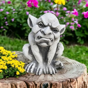Stone Gargoyle Statue Sitting Angry Devil Figurine Stone Backyard ...