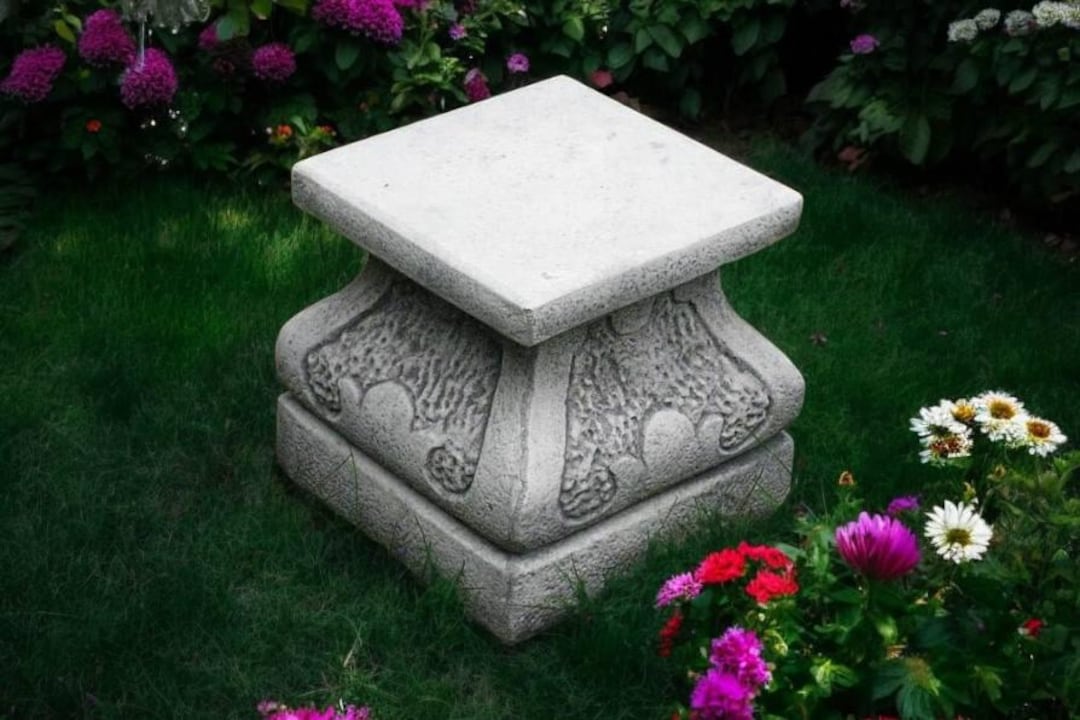 Garden Stone Pedestal Outside Concrete Stand Large Column Ornament Yard ...