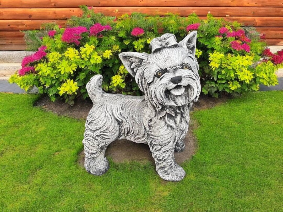 Yard York Figure Concrete Dog Art Garden Yorkie Decoration Stone Pet ...