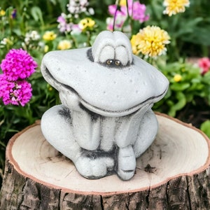 Concrete Happy Frog Sculpture Cement Lawn Ornament Figurine Solid ...