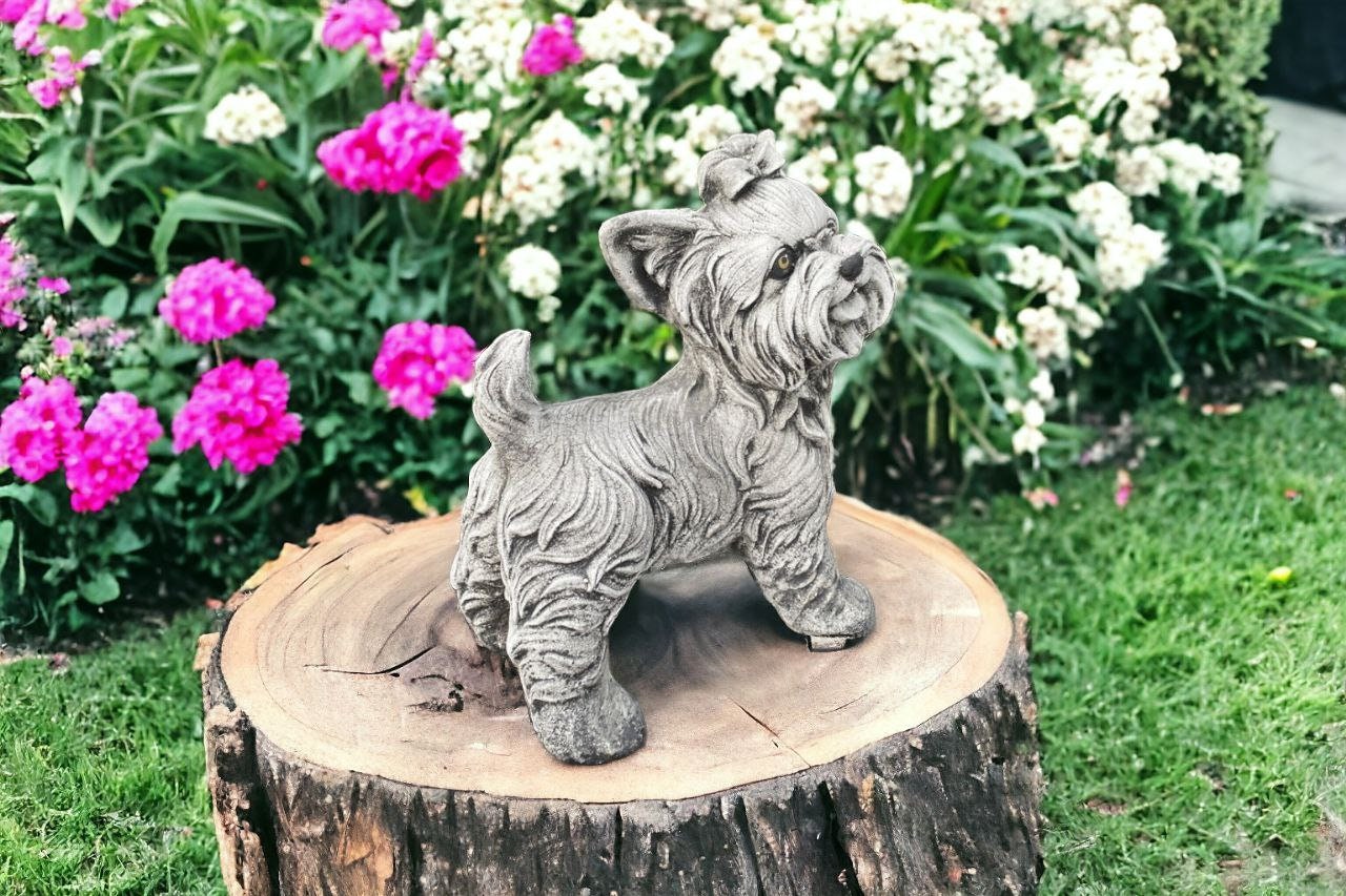 Realistic Yorkie Ornament Statue Backyard Stone Pet Memorial Sculpture ...
