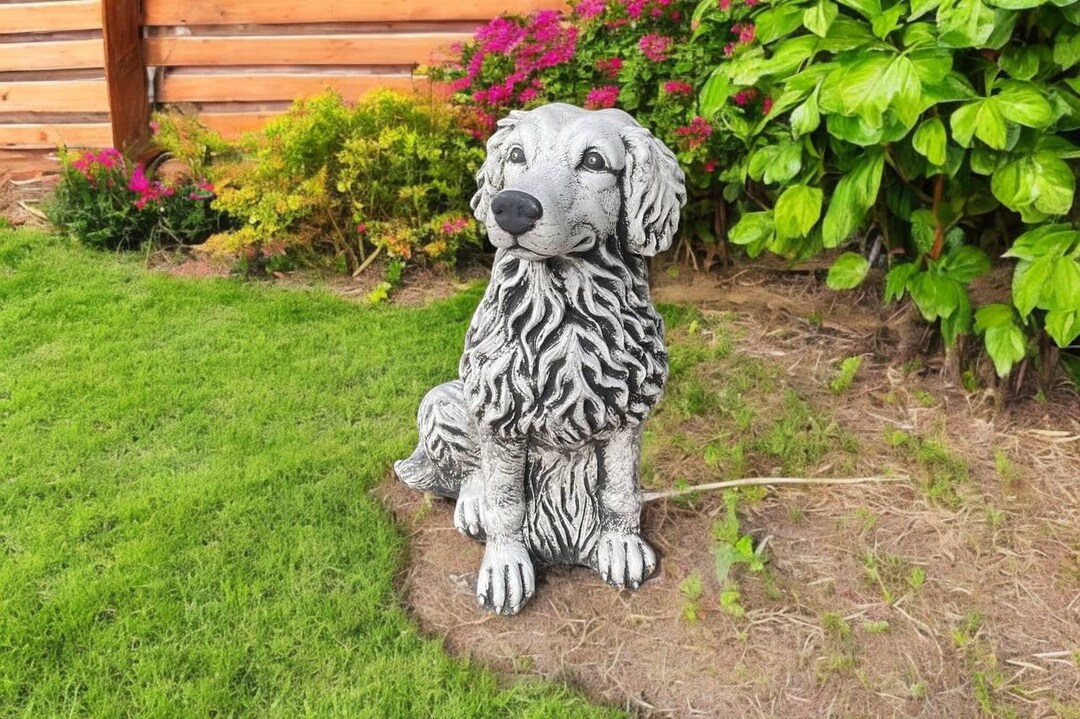 Concrete Hairy Dog Yard Animal Sculpture Labrador Stone Decor Home ...