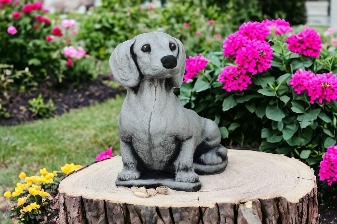 Outdoor Dog Figure Stone Dachshund Dog Statue Garden Dog Figure ...