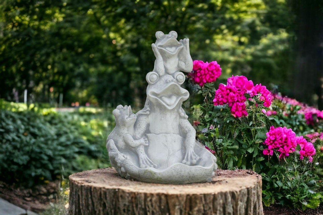 Stone Frogs Statue Outdoor Frog Sculpture Realistic Animal Decor ...