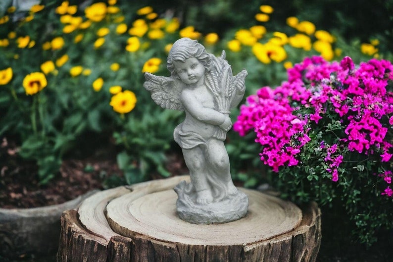 Stone Angel Girl Figure Concrete Angel Sculpture Standing Angel Statue ...