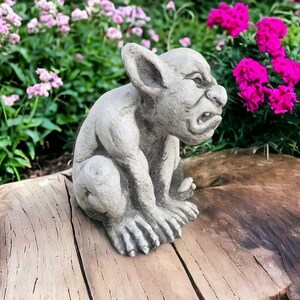Stone Gargoyle Statue Sitting Angry Devil Figurine Stone Backyard ...