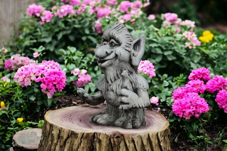 Stone Troll Statue Fantasy Sculpture Concrete Troll Fairy Garden ...