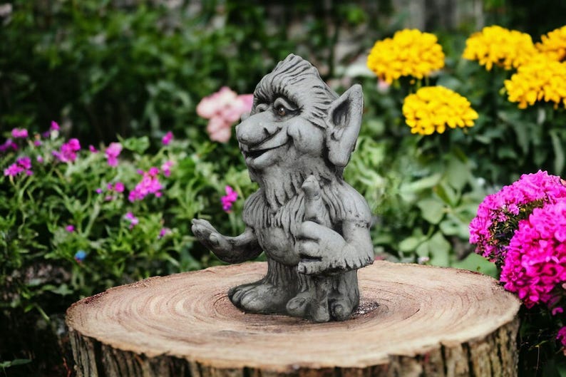 Stone Troll Statue Fantasy Sculpture Concrete Troll Fairy Garden ...