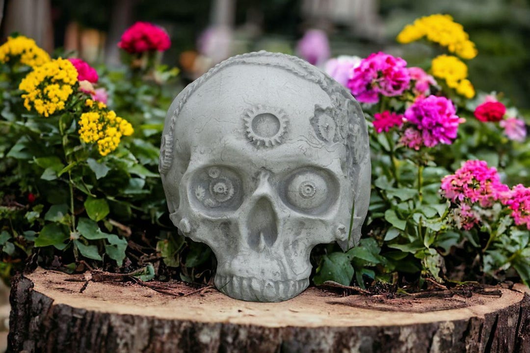Yard Skull Figure Concrete Skull Art Realistic Skull Sculpture Stone ...