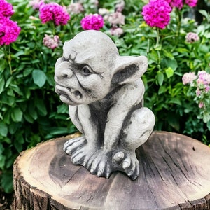Stone Gargoyle Statue Sitting Angry Devil Figurine Stone Backyard ...