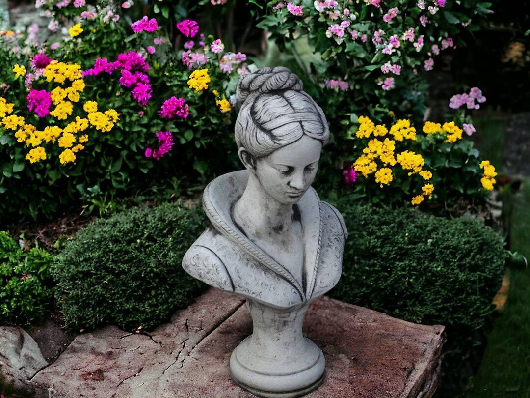 Decorative Woman Bust Concrete Bust Sculpture Garden Statue Woman Bust ...