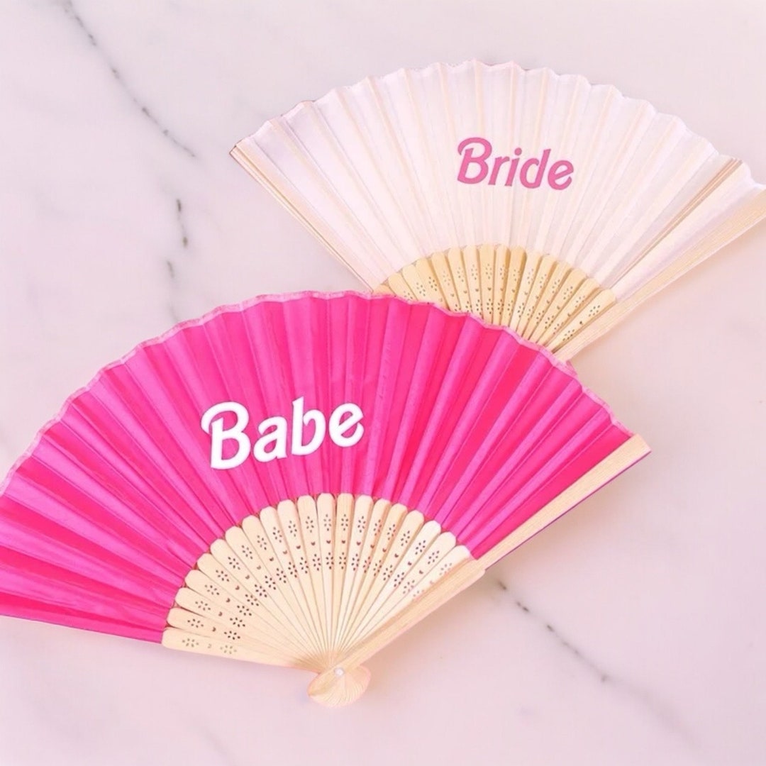 Bride and Babe Hand Fans | Hen Party Accessories | Hot Pink Hand Fans ...