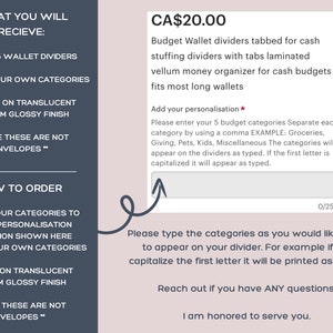 Budget Wallet Dividers Tabbed for Cash Stuffing Custom Dividers With ...