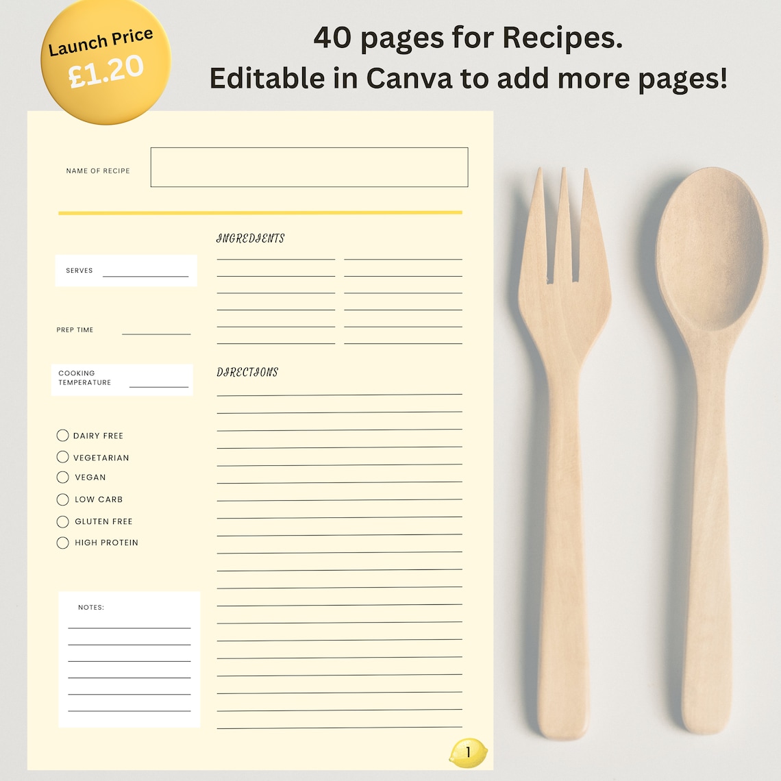 Editable Recipe Book Canva Template | Printable Cooking Journal | Meal ...