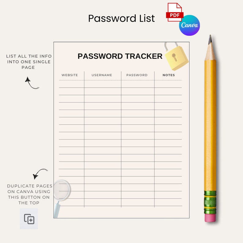 Password Tracker Editable, Fillable, and Printable. 3 Different Styles ...