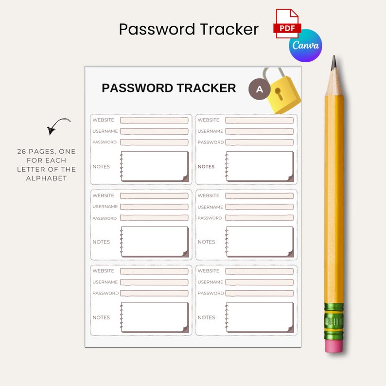 Password Tracker Editable, Fillable, and Printable. 3 Different Styles ...