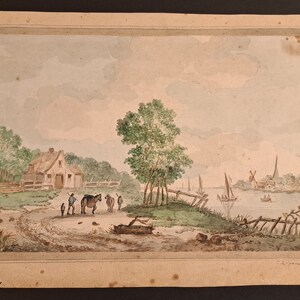 Dutch Drawing of a Landscape, Early 19th or 18th Century Watercolor ...