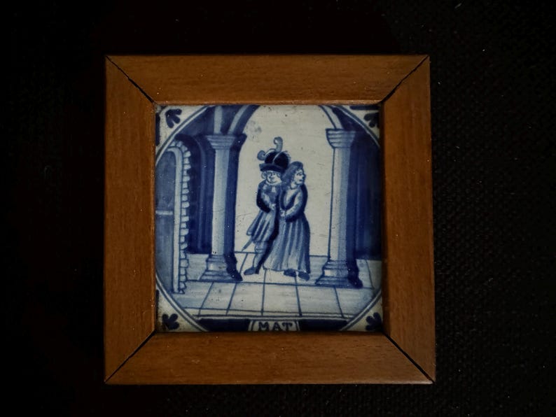18th C. Delft Blue Tile, Antique Ceramic Tile, Hand Painted and Framed ...