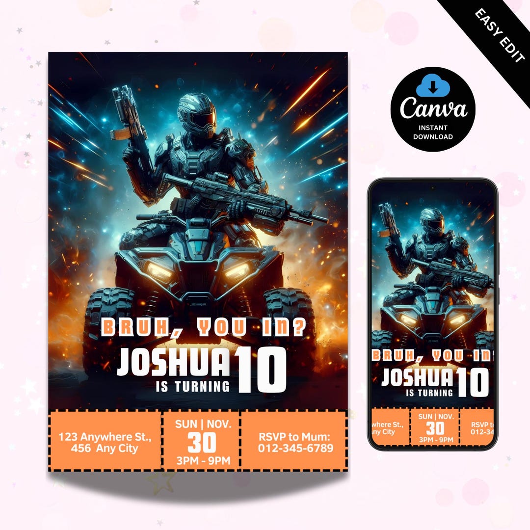 Editable Airsoft Party Invitation, Camo Military Flyer, Airsoft Game ...