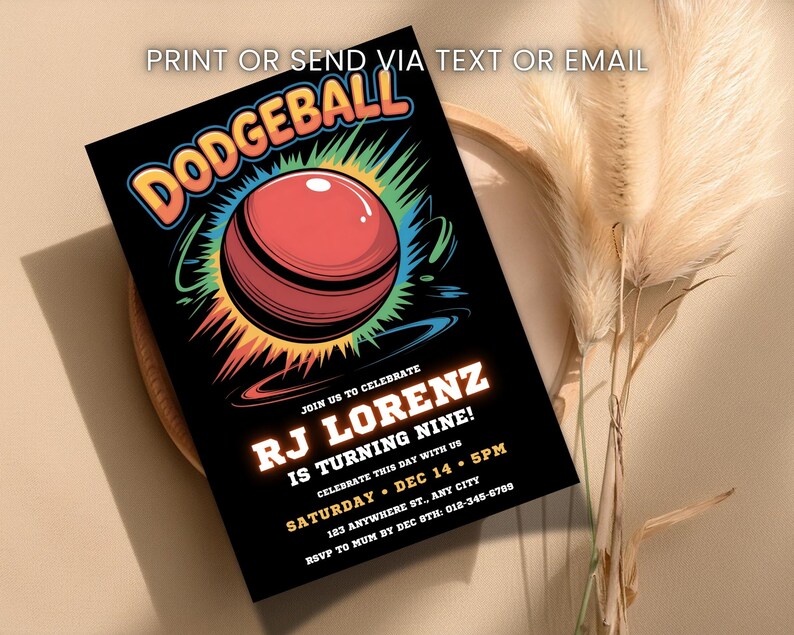 Dodgeball Birthday Party Invitation, Kickball Birthday Invite, Editable ...