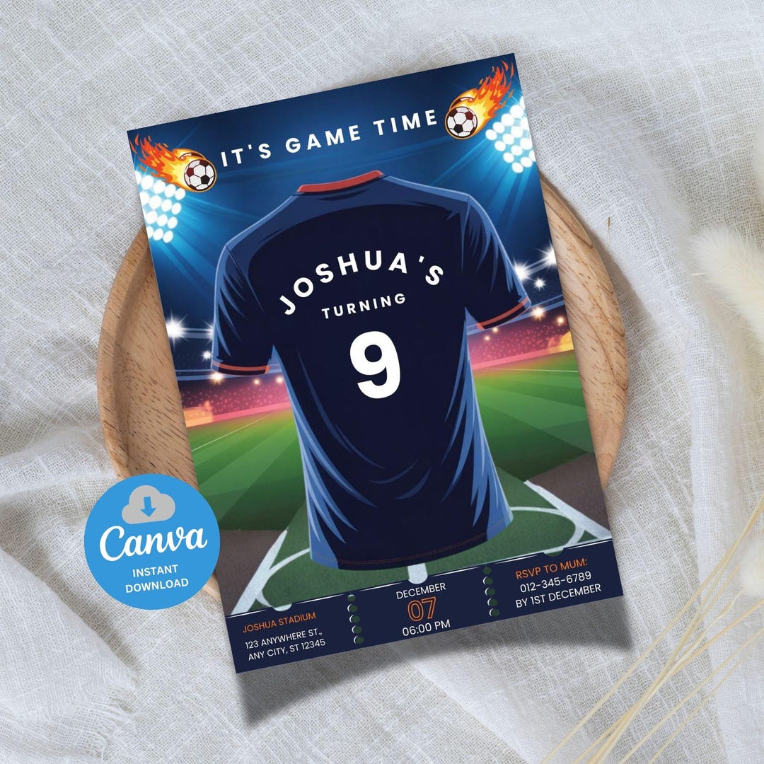 Editable Soccer Birthday Invitation Template, Kids Soccer Party Invite ...