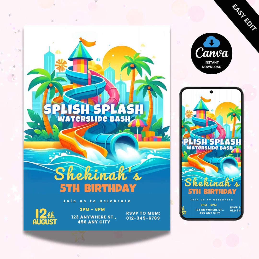 Water Park Birthday Invitation | Splash Party & Wave Pool Invite ...