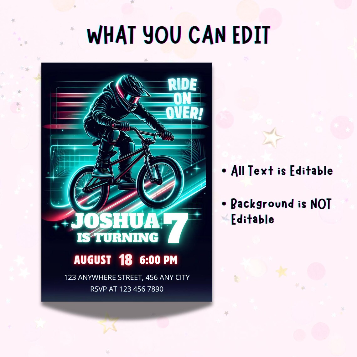 BMX Birthday Invitation for Bike Race Party, Teen BMX Racing Birthday ...