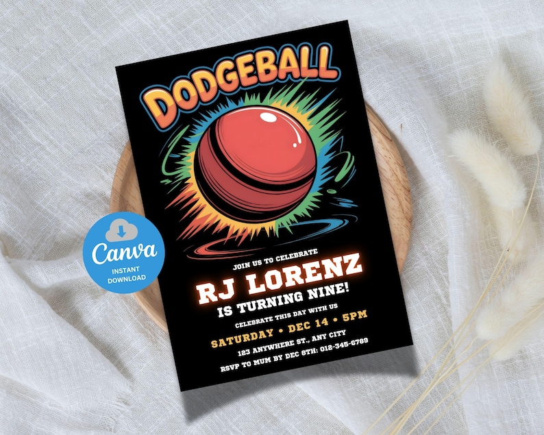 Dodgeball Birthday Party Invitation, Kickball Birthday Invite, Editable ...