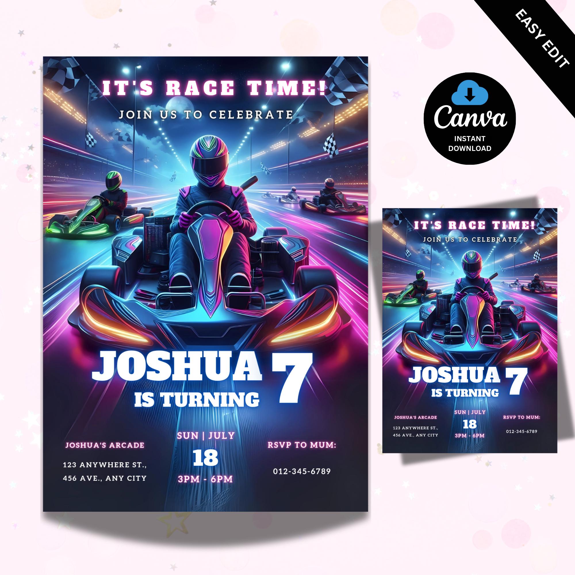 Racing Birthday Invite Go Kart Birthday Invitation Go Kart Party ...