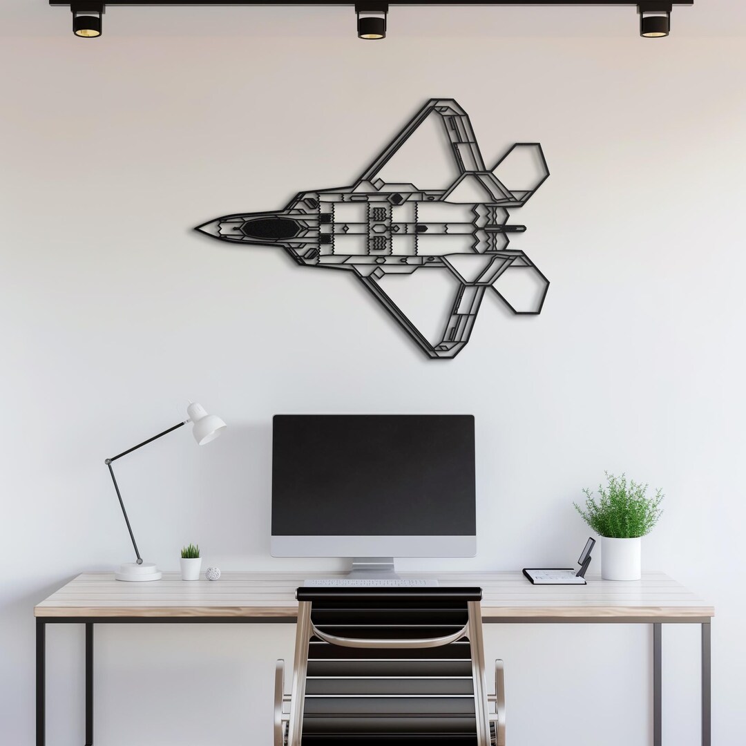 Stealth Fighter Jet Metal Wall Art Top View, Modern Military Decor for ...