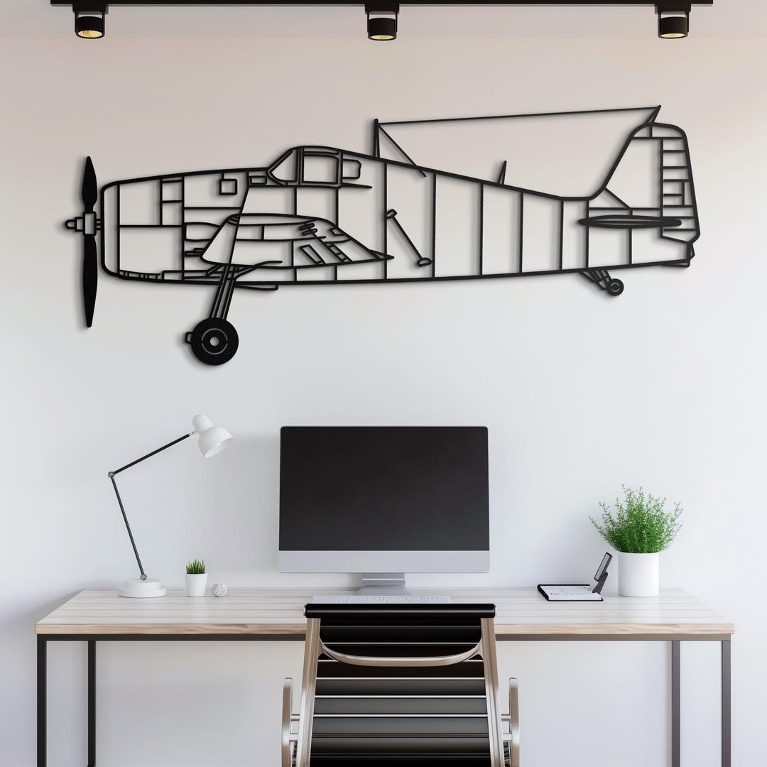 Metal Wall Art WWII Fighter Plane Silhouette, Aviation Wall Decor for ...