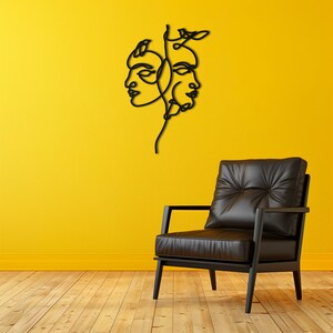 One Line Metal Decor, Love Line, Metal Wall Art, 2 Face Minimalist Wall ...