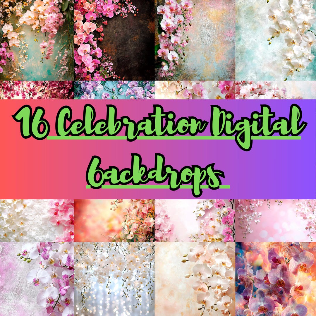 Celebration Digital Backdrops, Party Digital Backdrop Overlays, Wedding ...
