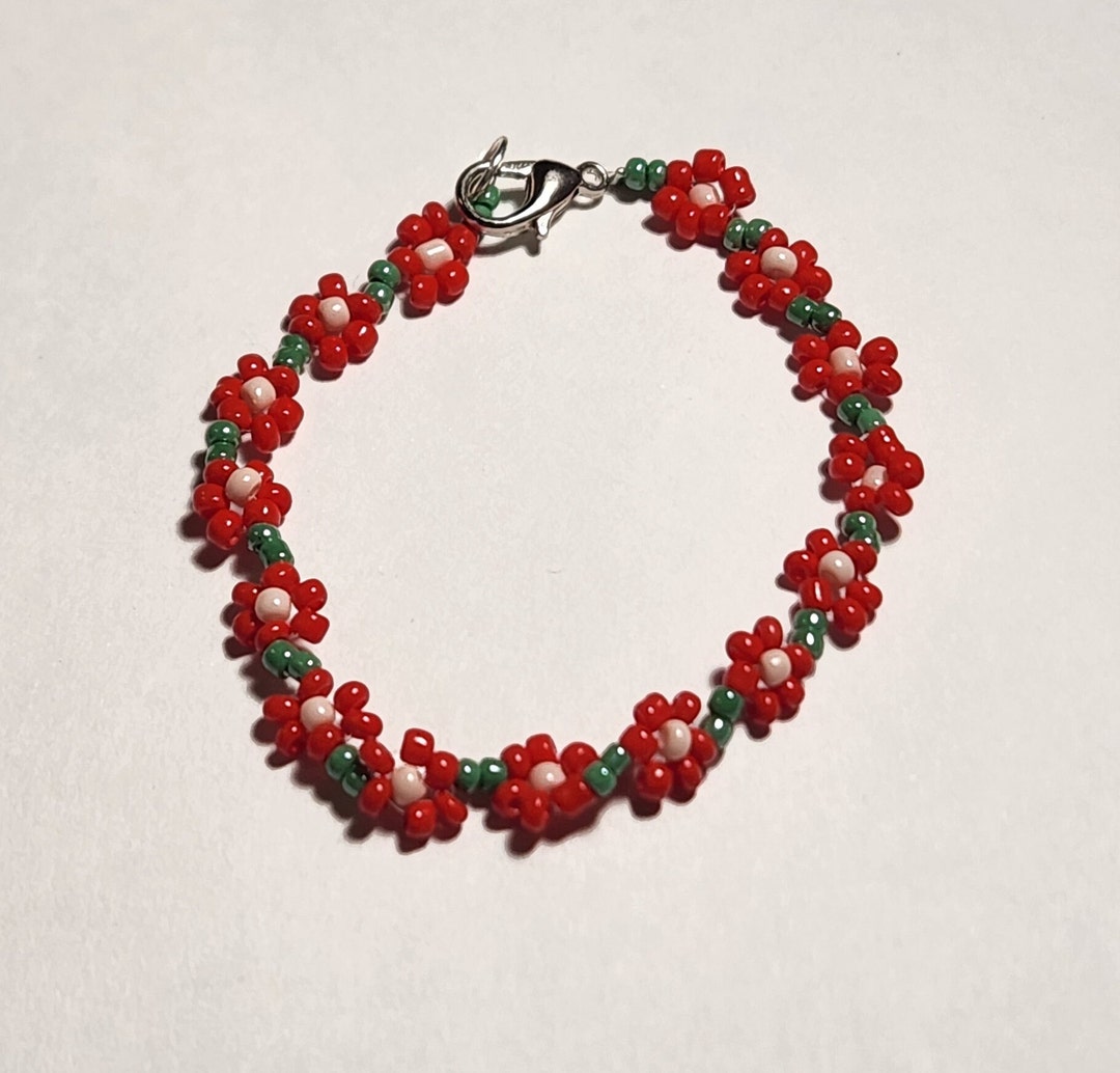 Flower Seed Bead Bracelet - Etsy