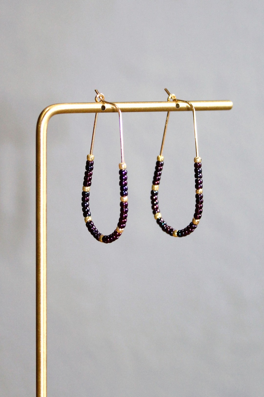Midnight Gold Teardrop Hoops by Fishnik - Etsy