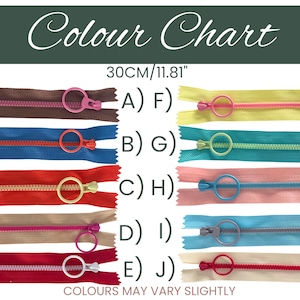 Ring Pull Zipper 30cm Statement Zipper for Bags Pouches Sewing Supplies ...