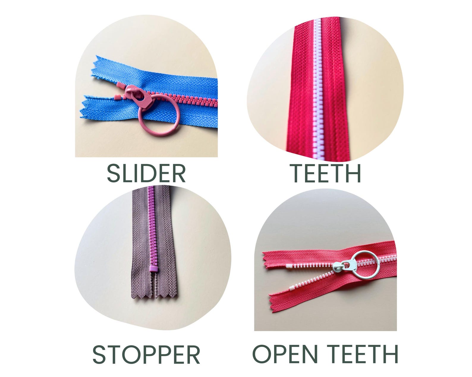 Ring Pull Zipper 30cm Statement Zipper for Bags Pouches Sewing Supplies ...