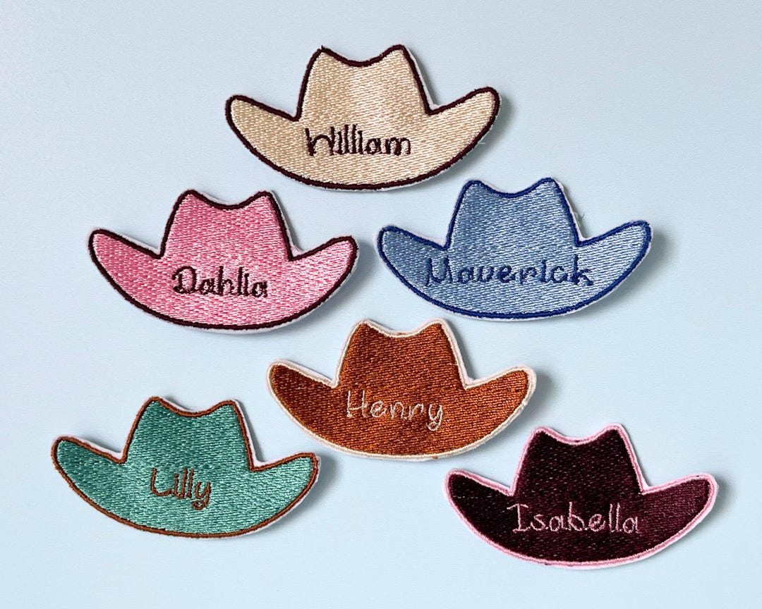 Cowboy Hat Name Tag Design Western Style Badge for School Camp Badge ...