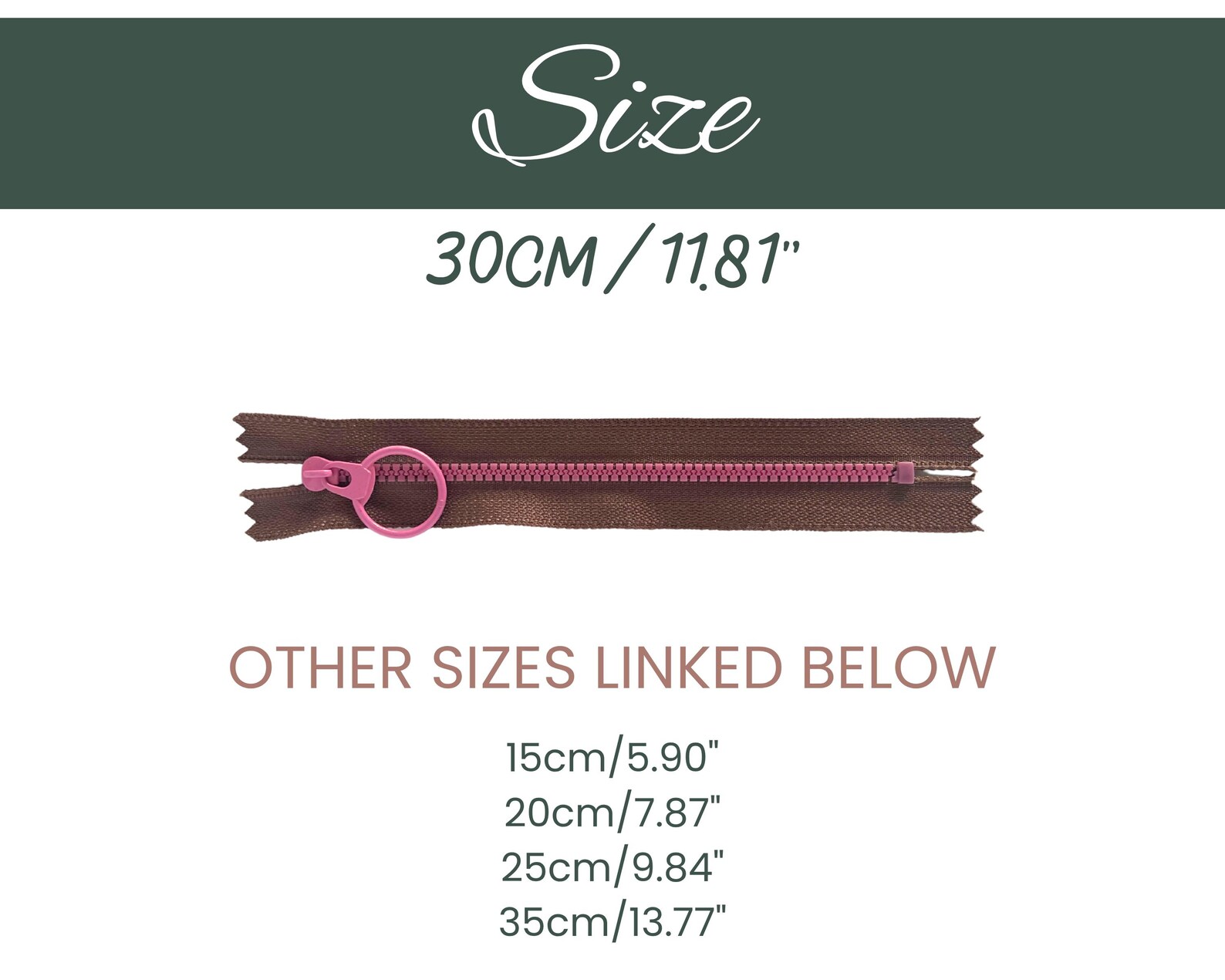 Ring Pull Zipper 30cm Statement Zipper for Bags Pouches Sewing Supplies ...