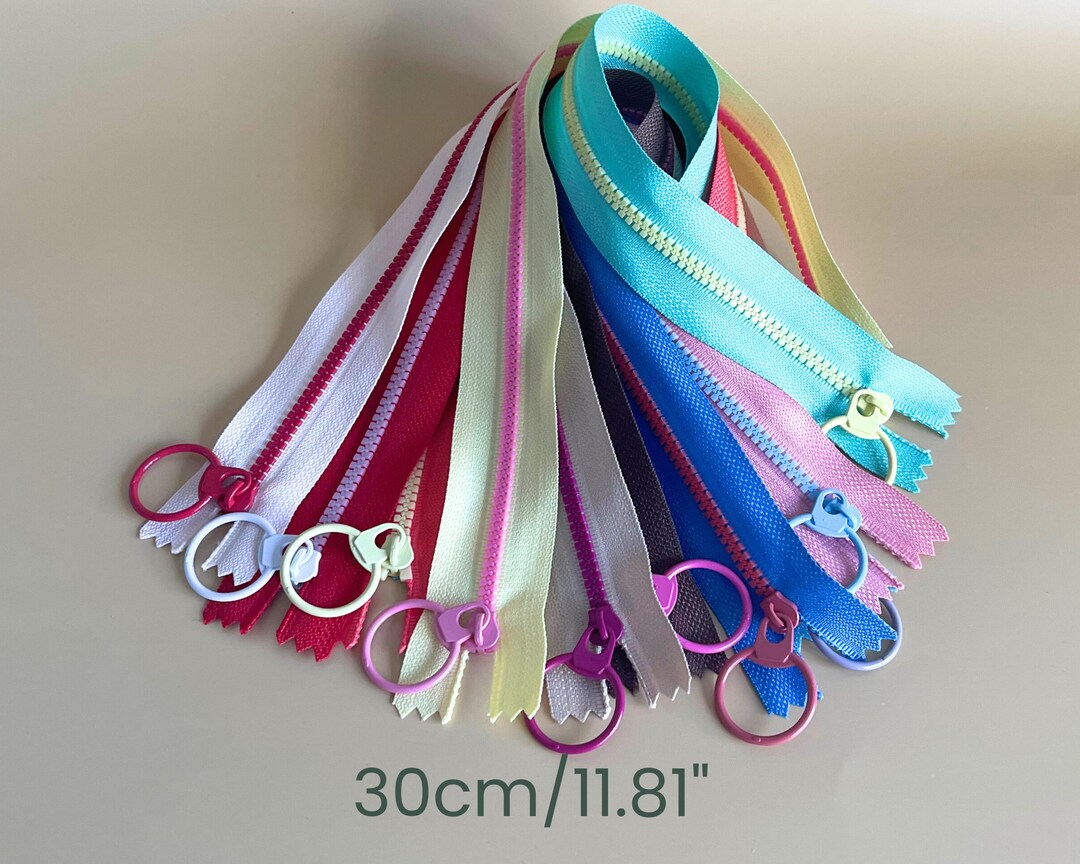 Ring Pull Zipper 30cm Statement Zipper for Bags Pouches Sewing Supplies ...