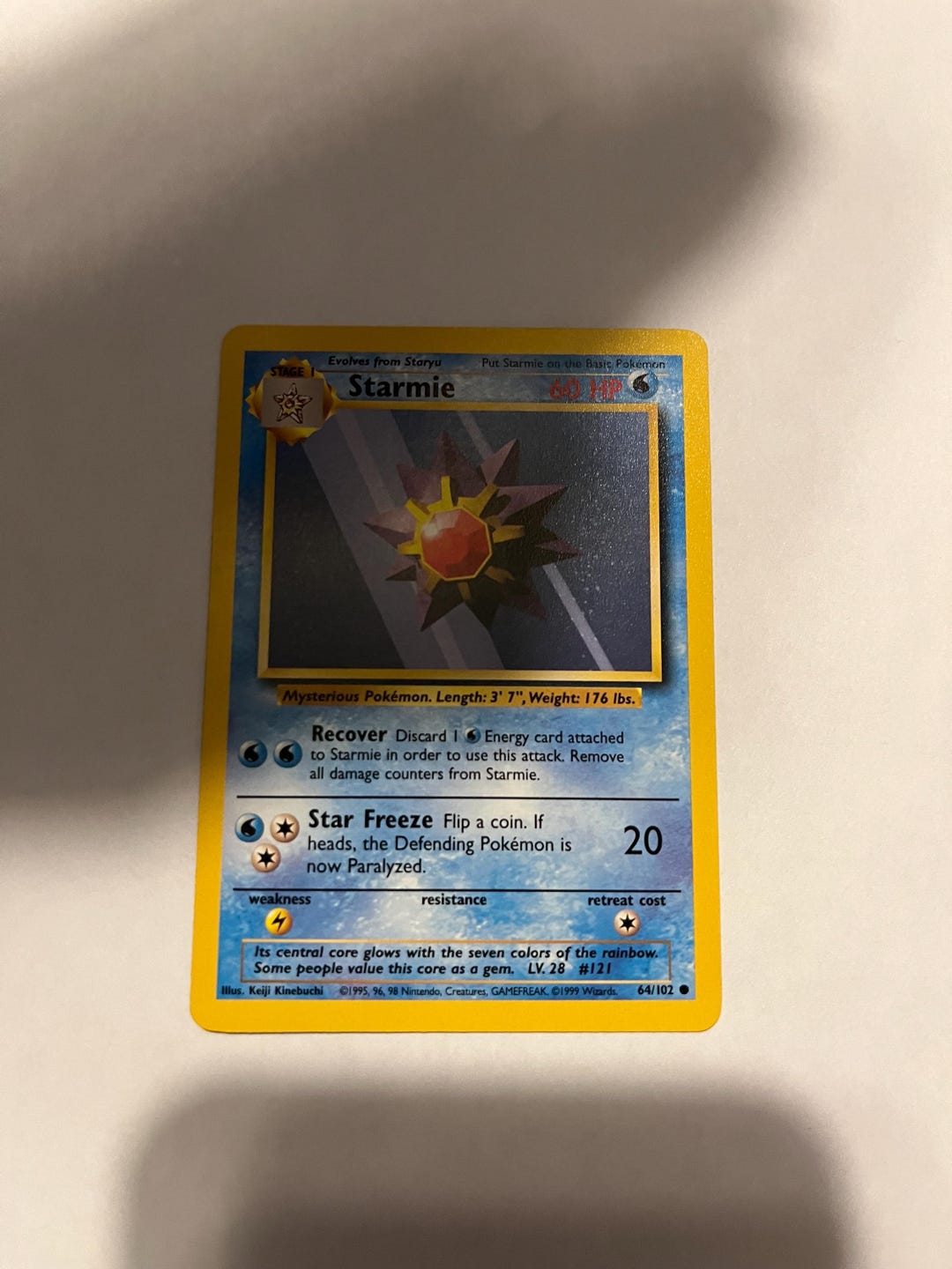 Pokémon Starmie 1999 Shadowless Base Set First Edition Super Rare in ...