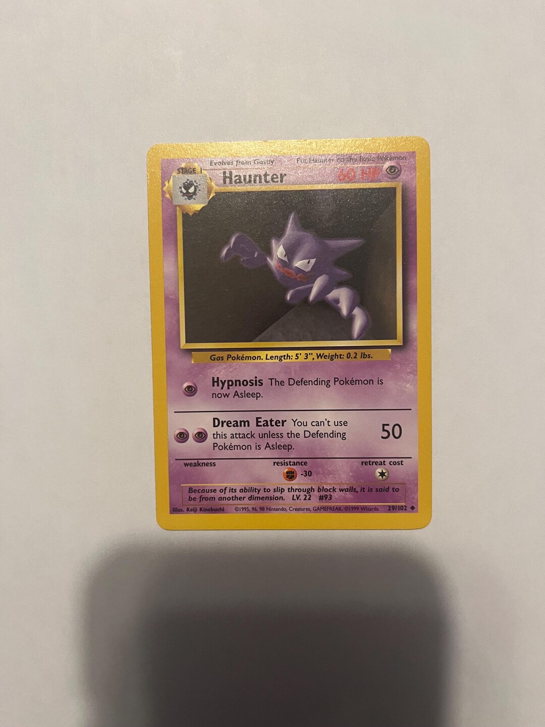 Pokémon Haunter 1999 Shadowless Base Set First Edition Super Rare in ...