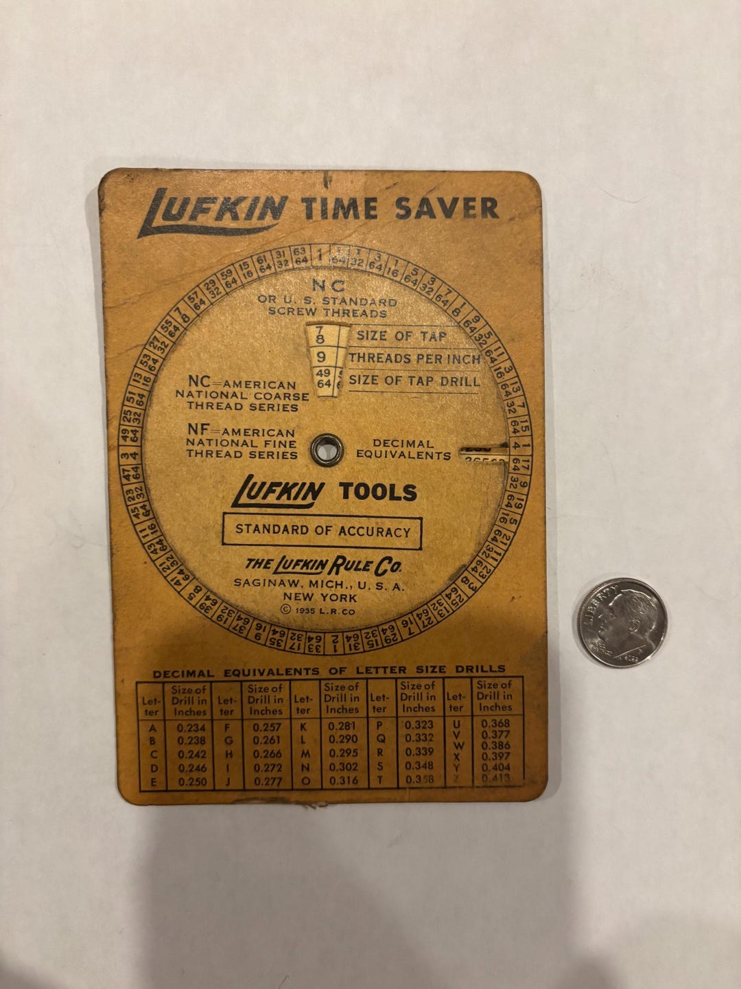 Lufkin Time Saver Tools Wheels Chart Vintage 1935 Decimal Equivalent - Etsy
