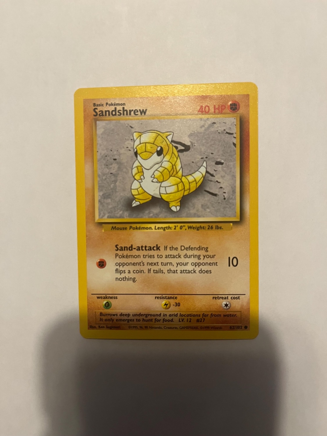 Pokémon Sandshrew 1999 Shadowless Base Set First Edition Super Rare in ...
