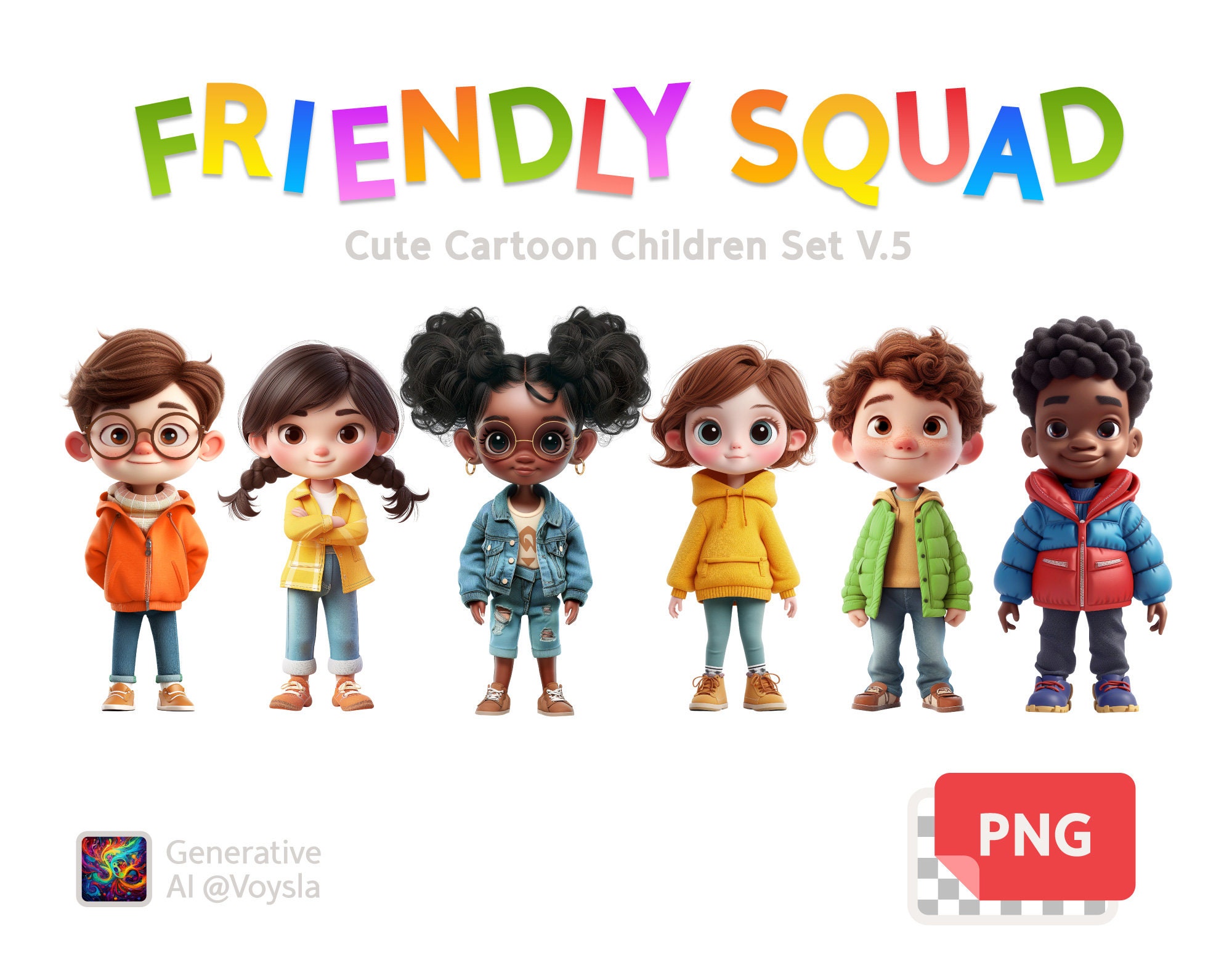 Cute Cartoon Realistic Children V.5 - Etsy