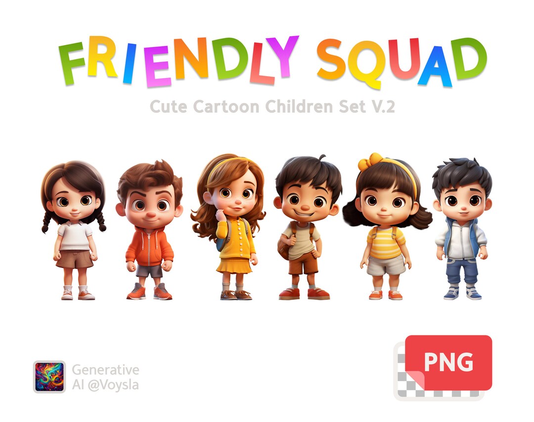 Cute Cartoon Realistic Children V.2 - Etsy