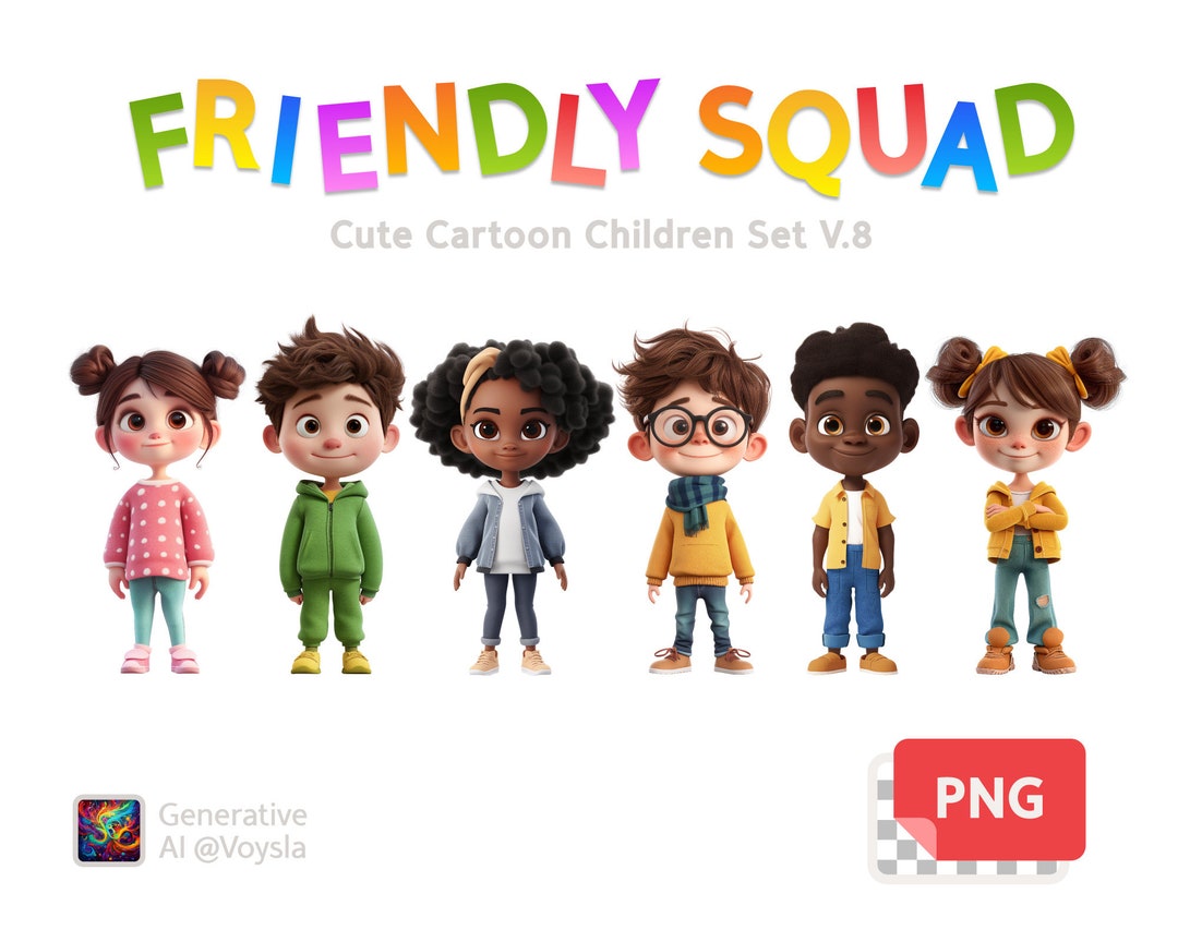 Cute Cartoon Realistic Children V.8 - Etsy