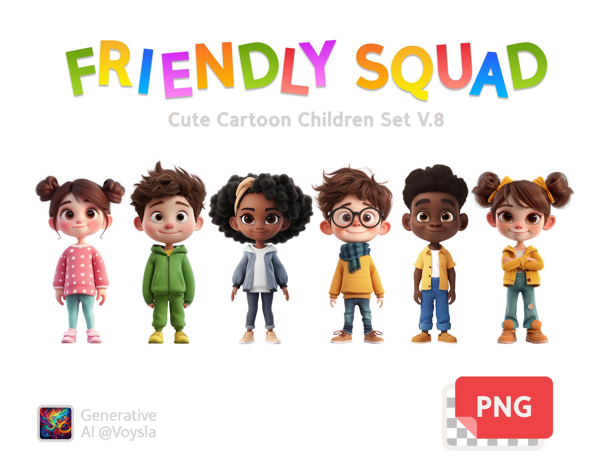 Cute Cartoon Children PNG Clipart, Realistic Style (digital Download ...