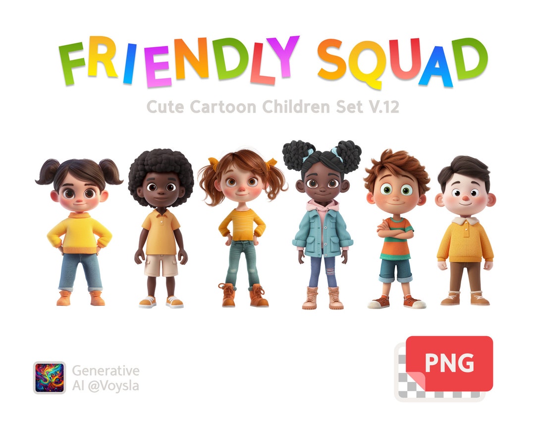 Cute Cartoon Realistic Children V.12 - Etsy