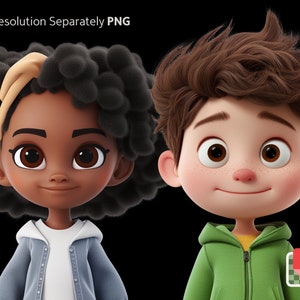 Cute Cartoon Children PNG Clipart, Realistic Style (digital Download ...